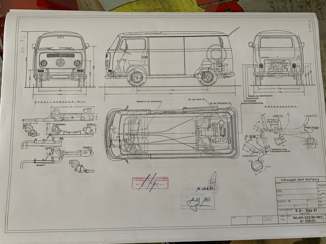 T2A Transporter Type 21 Design Drawing ART Work Blueprint - Etsy