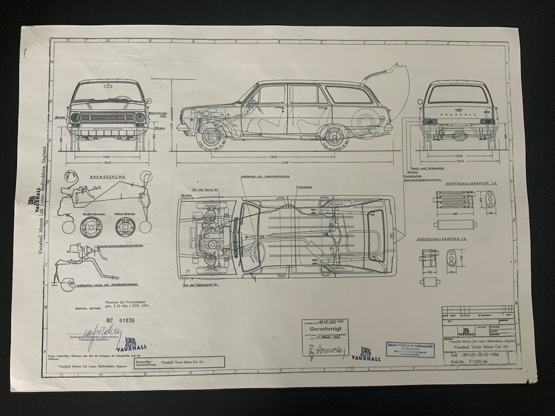 Vauxhall Victor Estate Car 101 1966 Construction Drawing ART Work ...