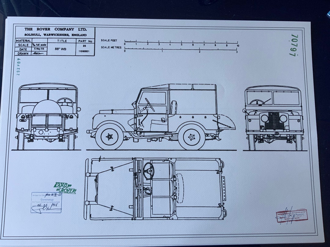 Land Rover Series 1 88 1955 Artwork Construction Drawing Blueprint - Etsy