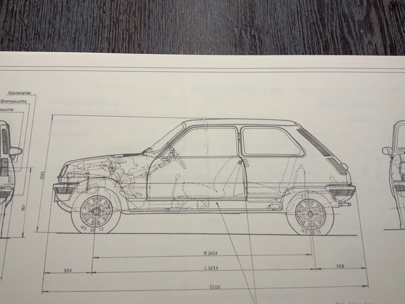 Renault 5 1974 Construction Drawing ART Work Blueprint - Etsy