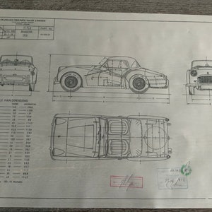 Triumph TR 3 1955 Construction Drawing ART Work Blueprint - Etsy
