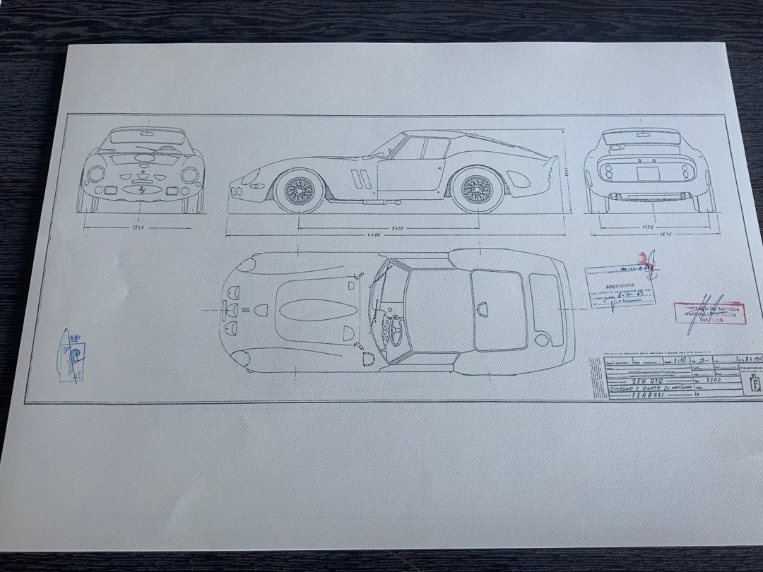 Ferrari 250 GTO 1967 Construction Drawing ART Work Blueprint - Etsy