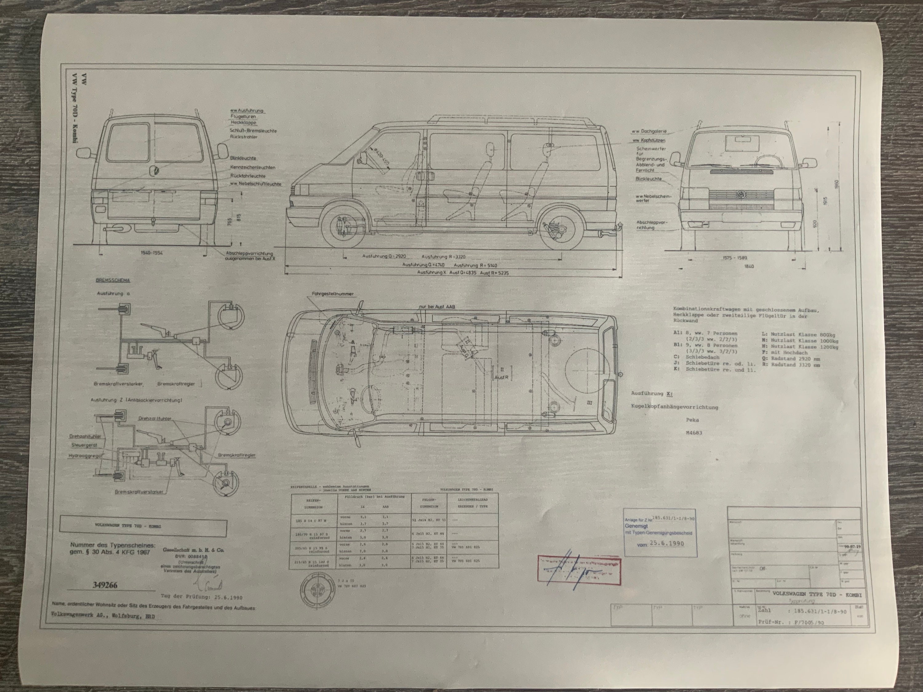T4 Type 70D Kombi 1990 Construction Drawing ART Work Blueprint. - Etsy