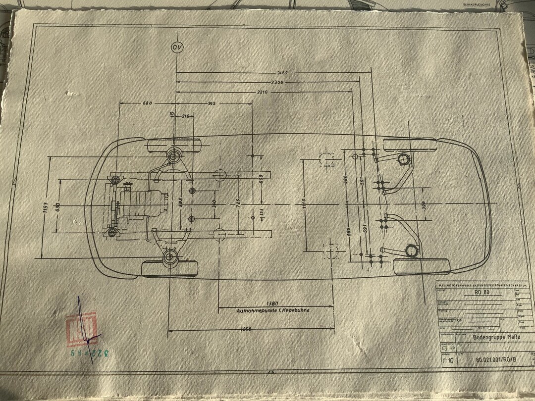 NSU RO 80 1969 Straightening Bench Plan Chassis Construction Drawing ...