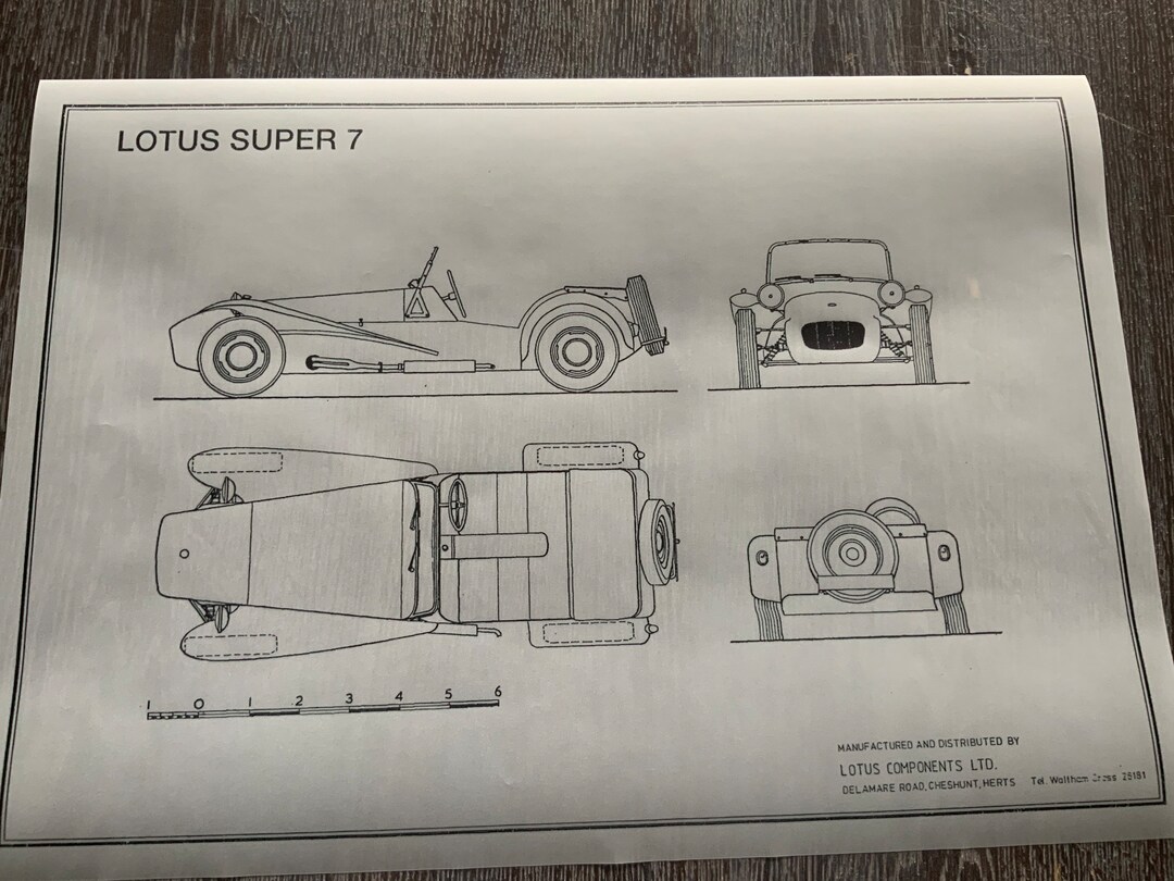 Lotus Super 7 Construction Drawing ART Work Blueprint - Etsy