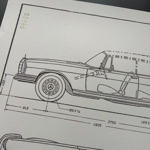 Mercedes W111 Cabriolet Convertible 280SE 1965 Blueprint Construction ...