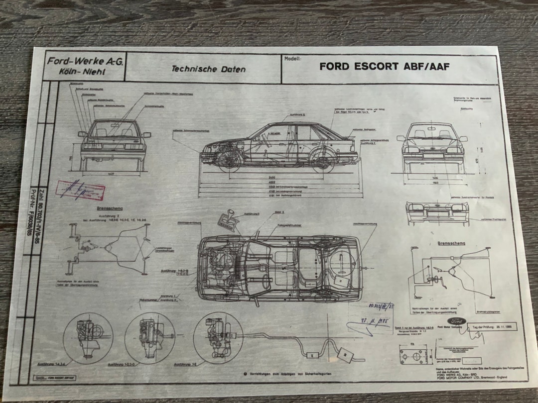 Ford Escort MK 4 2 and 4 Doors 1886 Design Drawing ART Work - Etsy