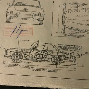 Mercedes W121 190SL Sport Roadster 1955-63 Design Drawing ART Work - Etsy