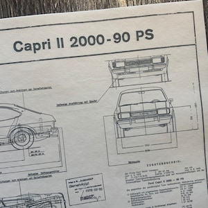 Ford Capri II 2000 1978 Facelift ( Capri III ) Construction Drawing ...