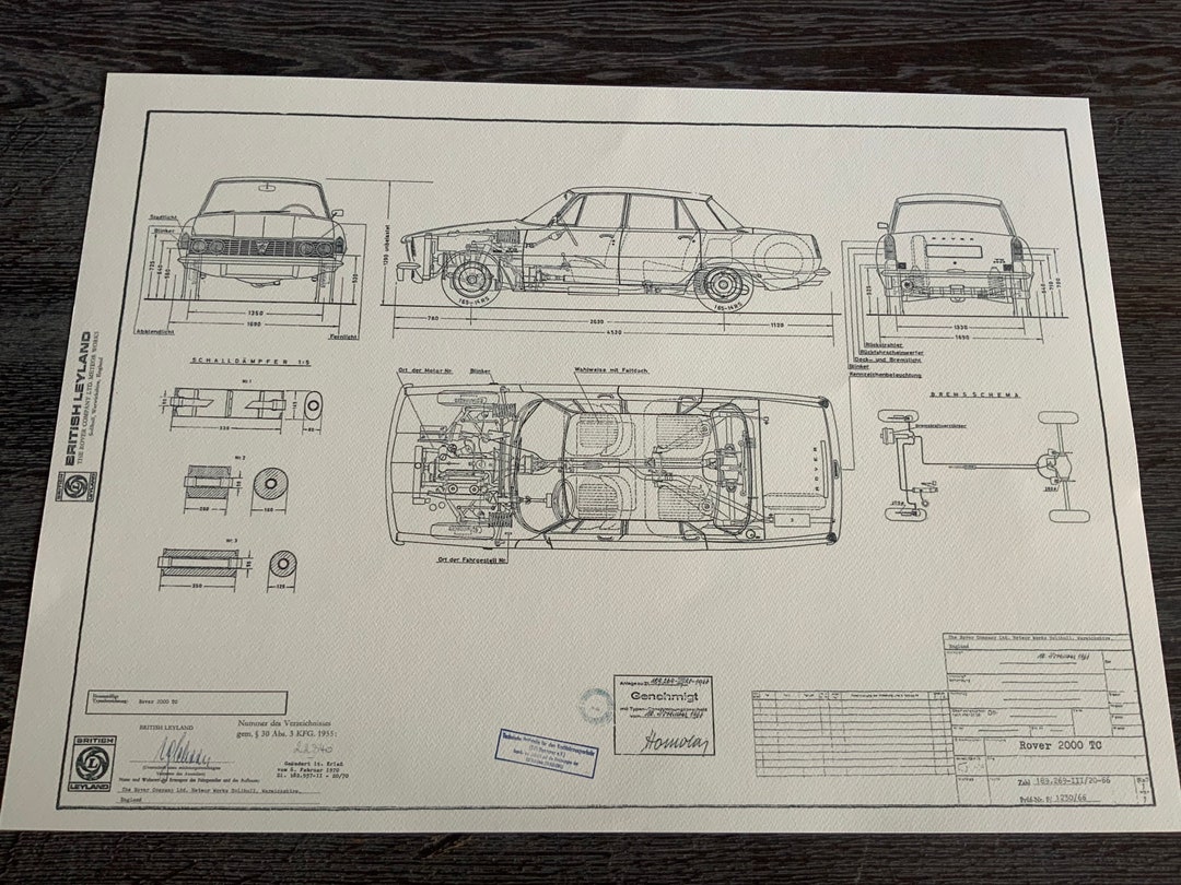 Rover 2000 TC 1966 Construction Drawing ART Work Blueprint - Etsy