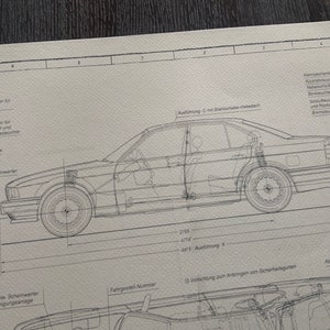 BMW E34 Sedan 1992 Construction Drawing ART Work Blueprint - Etsy