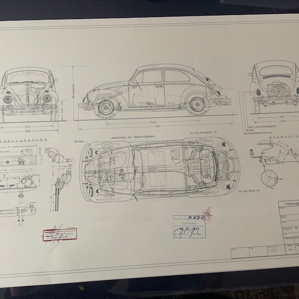 Vw Beetle Blueprint - Etsy