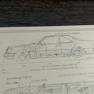 Mercedes W124 Coupé 1984 Blueprint Construction Drawing ART Work - Etsy
