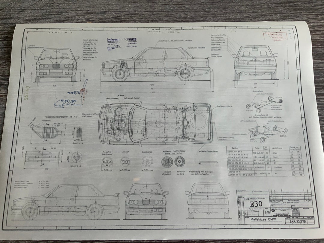 E30 BMW 325i Sport Package 1987 Design Drawing Artwork - Etsy
