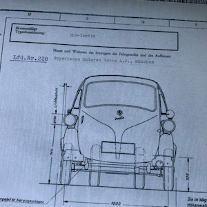 BMW Isetta 250 1955 Original Reproduction Construction Drawing ART Work ...