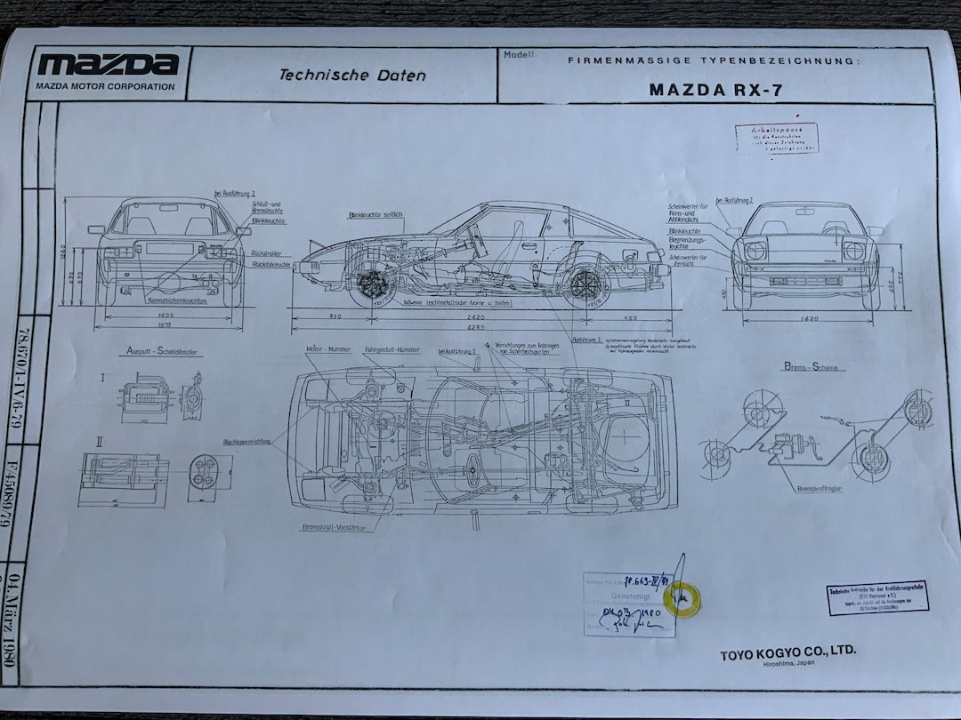 Mazda RX 7 1980 Construction Drawing ART Work - Etsy
