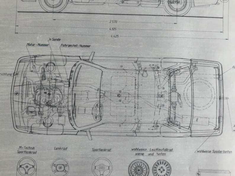 E30 BMW 325i Sport Package 1987 Construction Drawing Artwork - Etsy