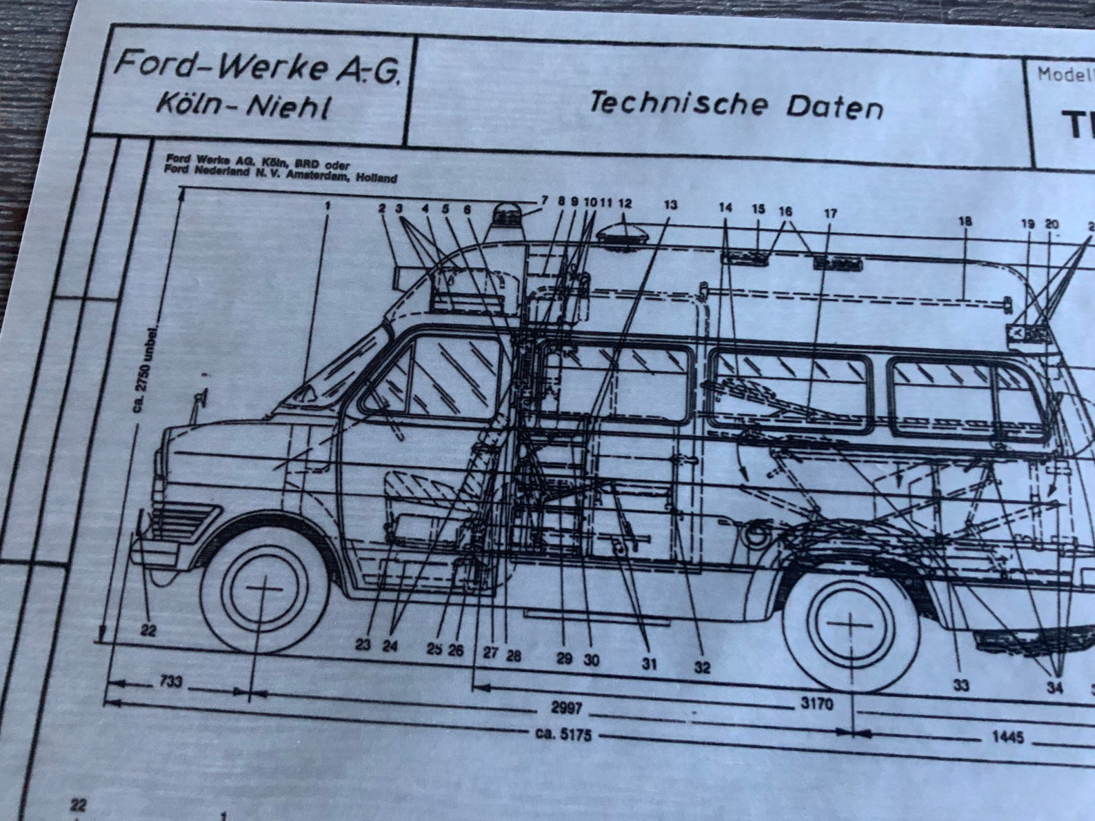 Ford Transit RTW High Roof Long Construction Drawing ART Work Blueprint ...