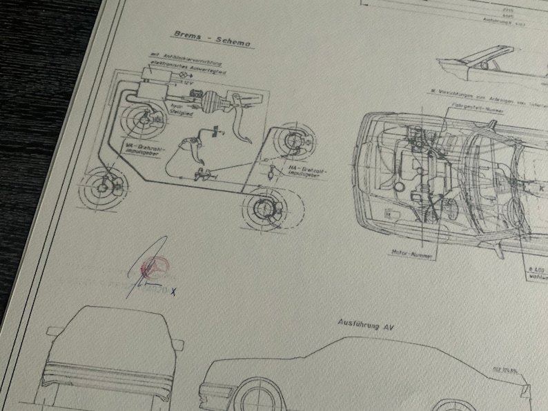Mercedes W124 Cabrio 1990 Blueprint Design Drawing ART Work - Etsy