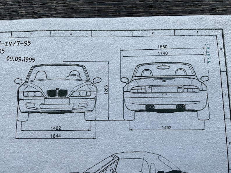 BMW E36 Z3 Roadster Artwork Construction Drawing Blueprint - Etsy