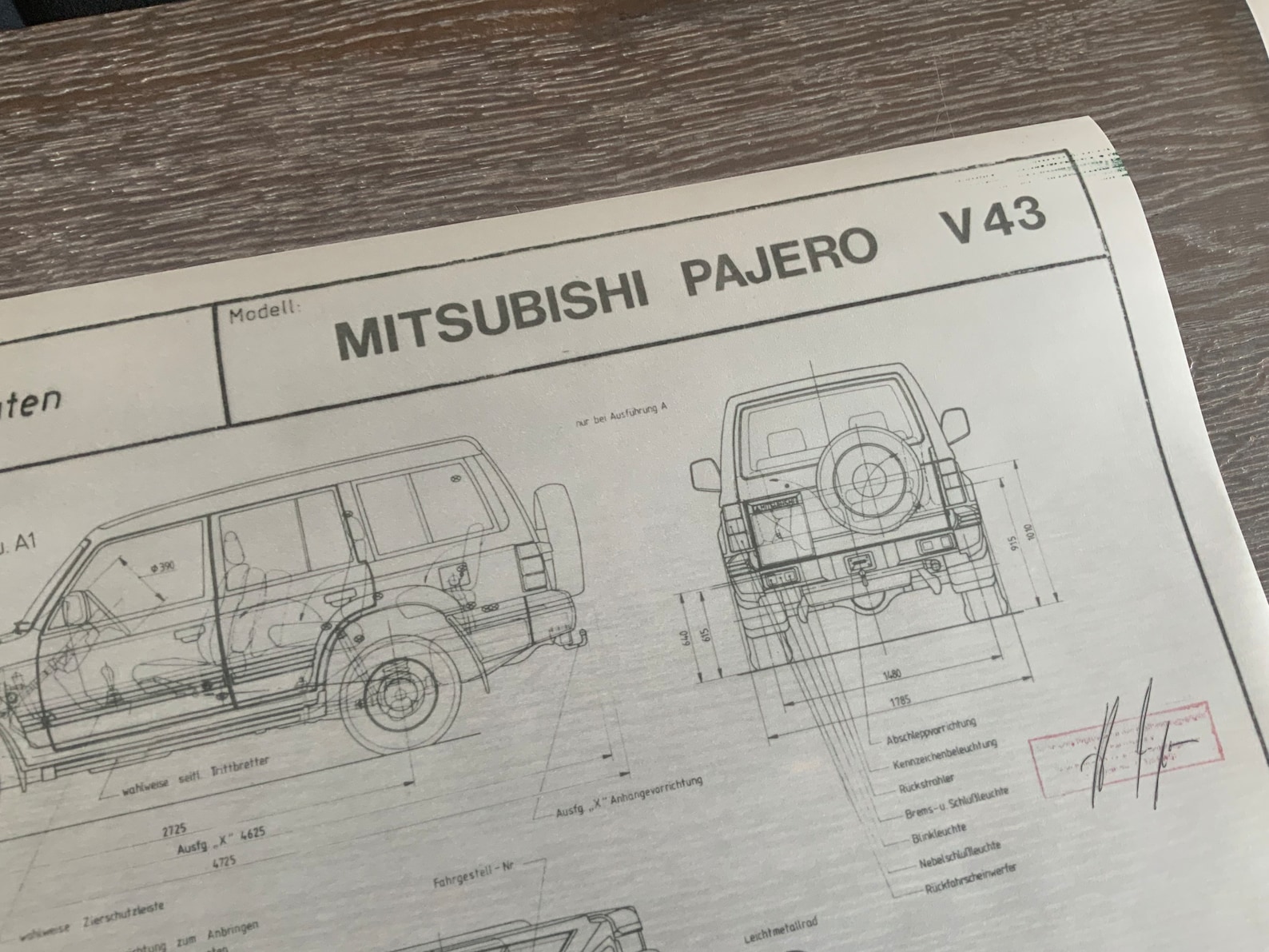 Mitsubishi Pajero V43 1991 Construction Drawing ART Work Blueprint ...