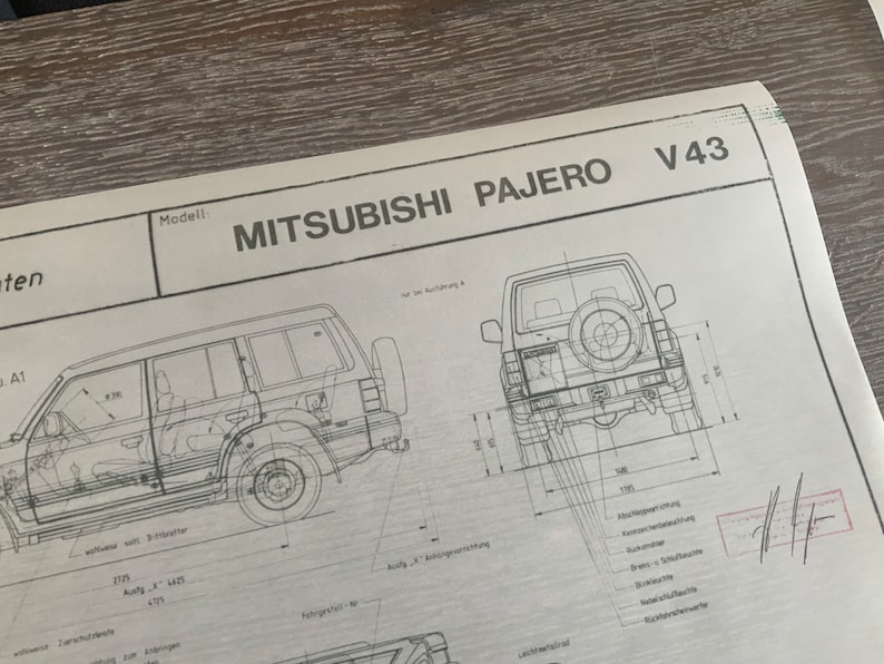 Mitsubishi Pajero V43 1991 Construction Drawing ART Work Blueprint ...