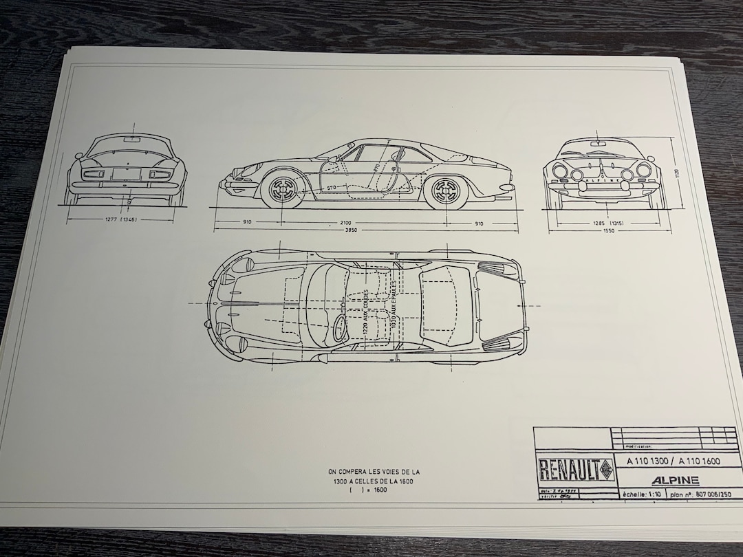 Renault Alpine A110 1961 Construction Drawing ART Work Blueprint - Etsy