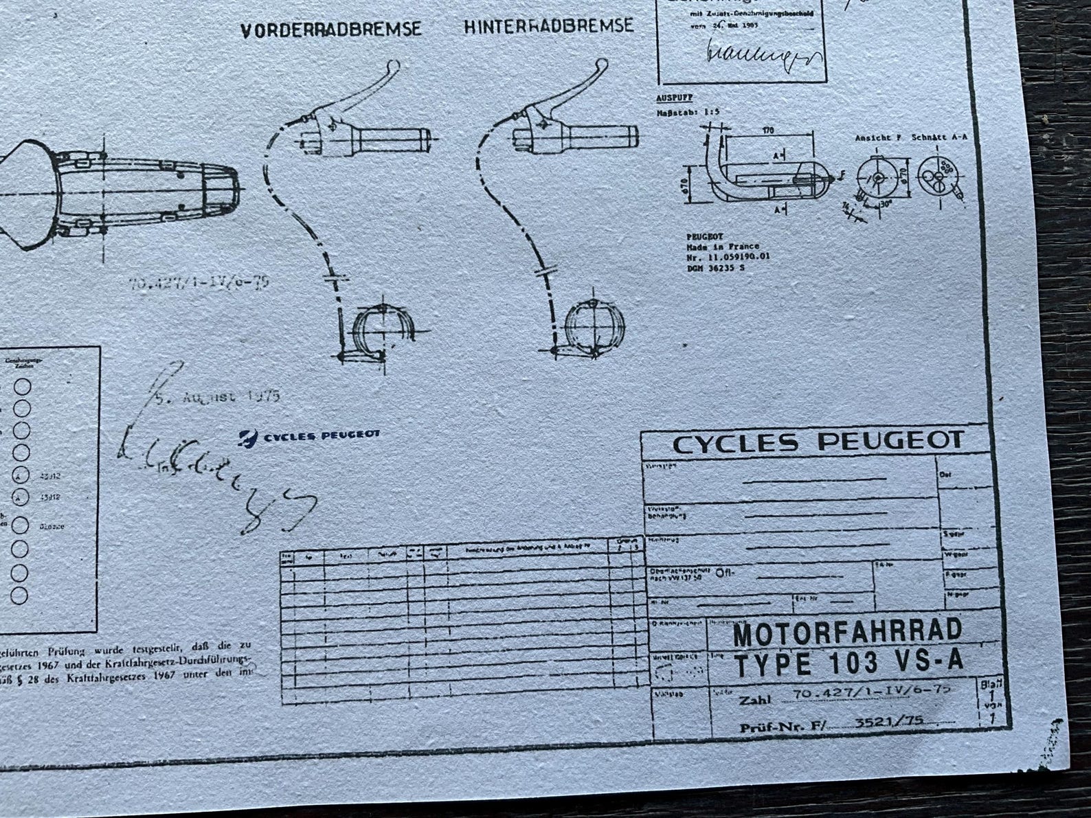Cycles Peugeot 103 Motorbike Mofa 1975 Supplement 1983 Construction ...