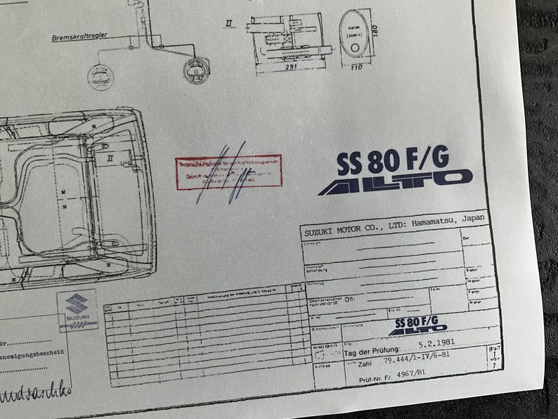 Suzuki Alto SS80 1981 Construction Drawing ART Work Blueprint - Etsy