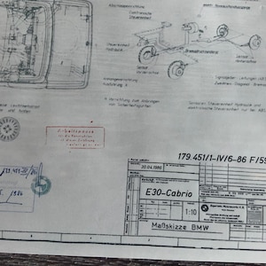 E30 BMW 325i Convertible 1986 Construction Drawing Artwork - Etsy