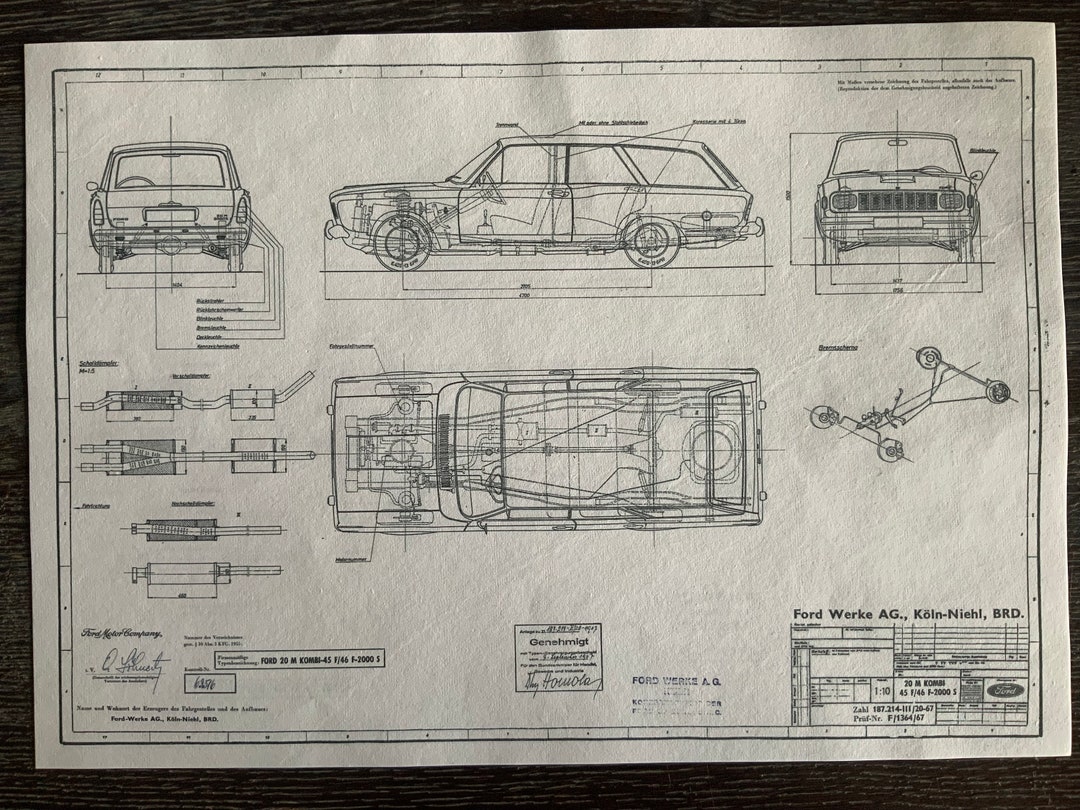 Ford 20 M Turnier 2000S 2.0l 1967 Construction Drawing ART Work - Etsy