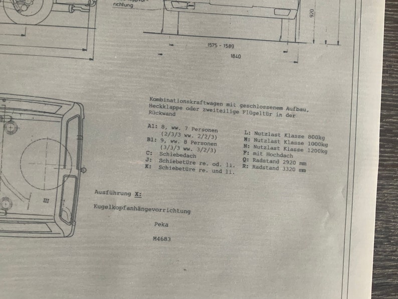 T4 Type 70D Kombi 1990 Construction Drawing ART Work Blueprint. - Etsy