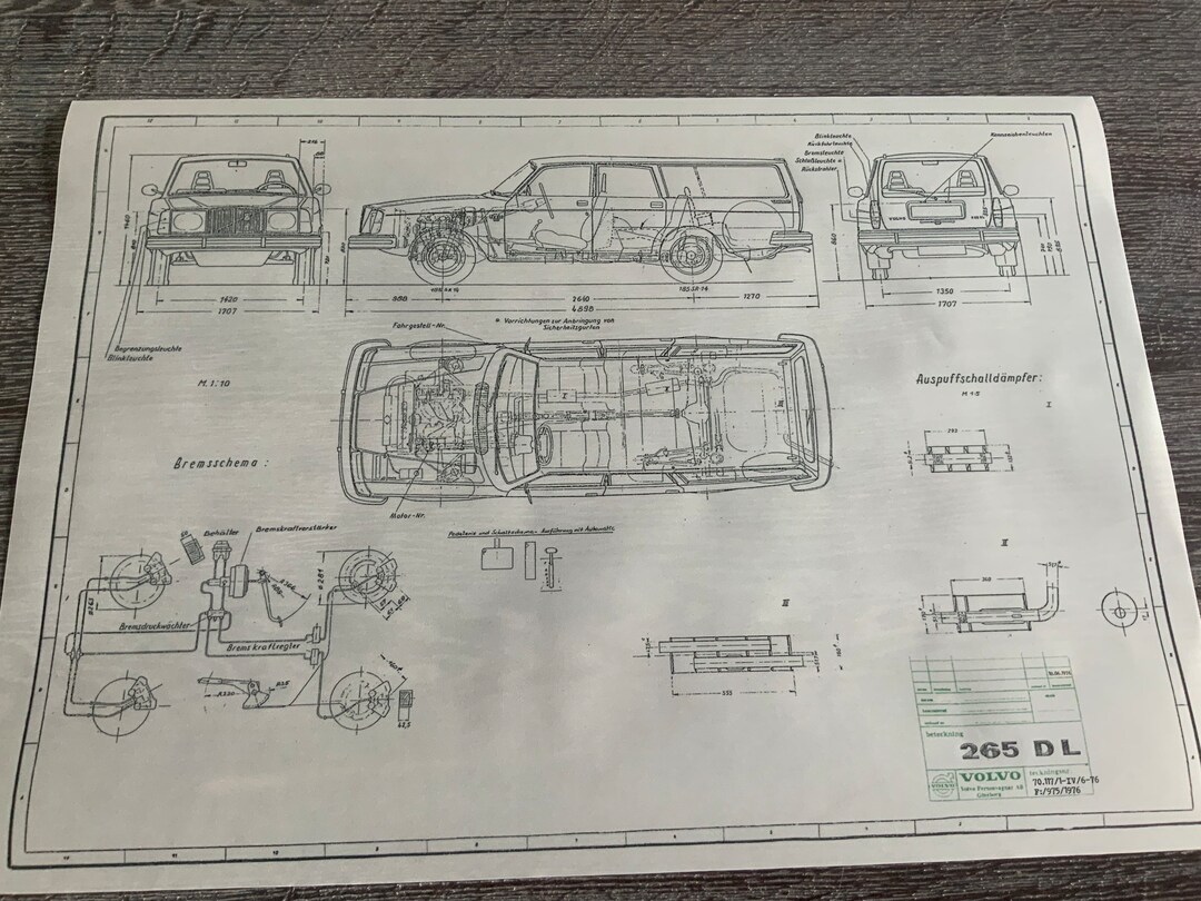 Volvo 265 DL 1976 Construction Drawing ART Work Blueprint - Etsy
