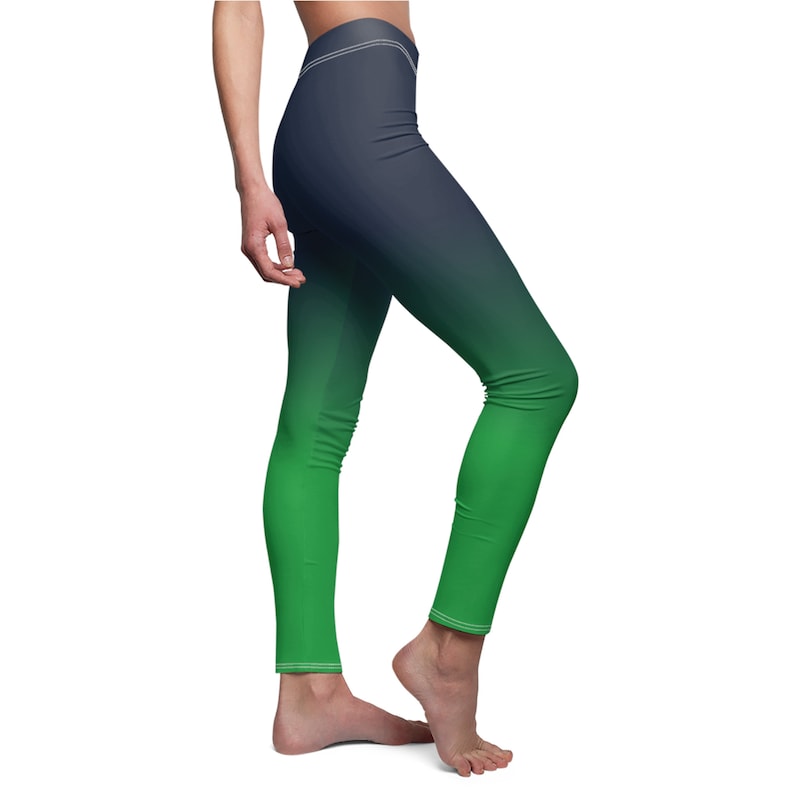Women's Blue to Green Gradient Casual Leggings Emerald Waters Gradient ...