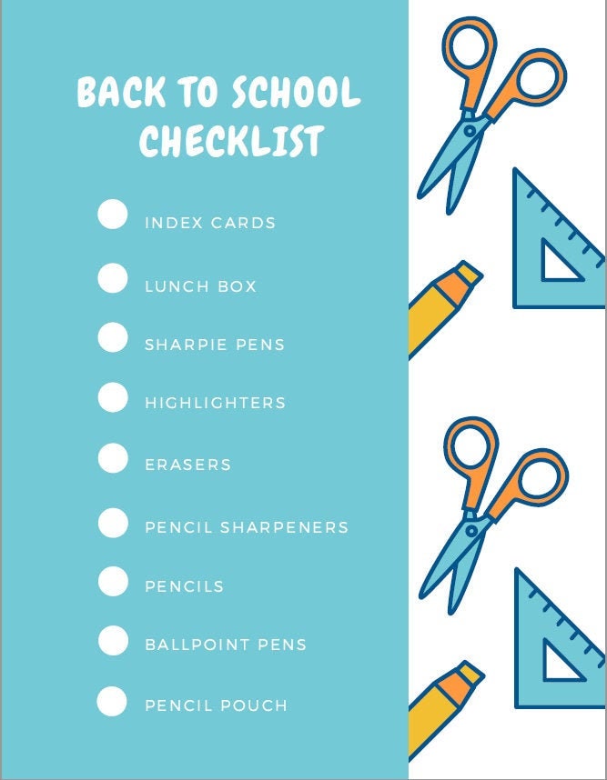 Downloadable Pdf Back to School Checklist 3 Pages of Items - Etsy