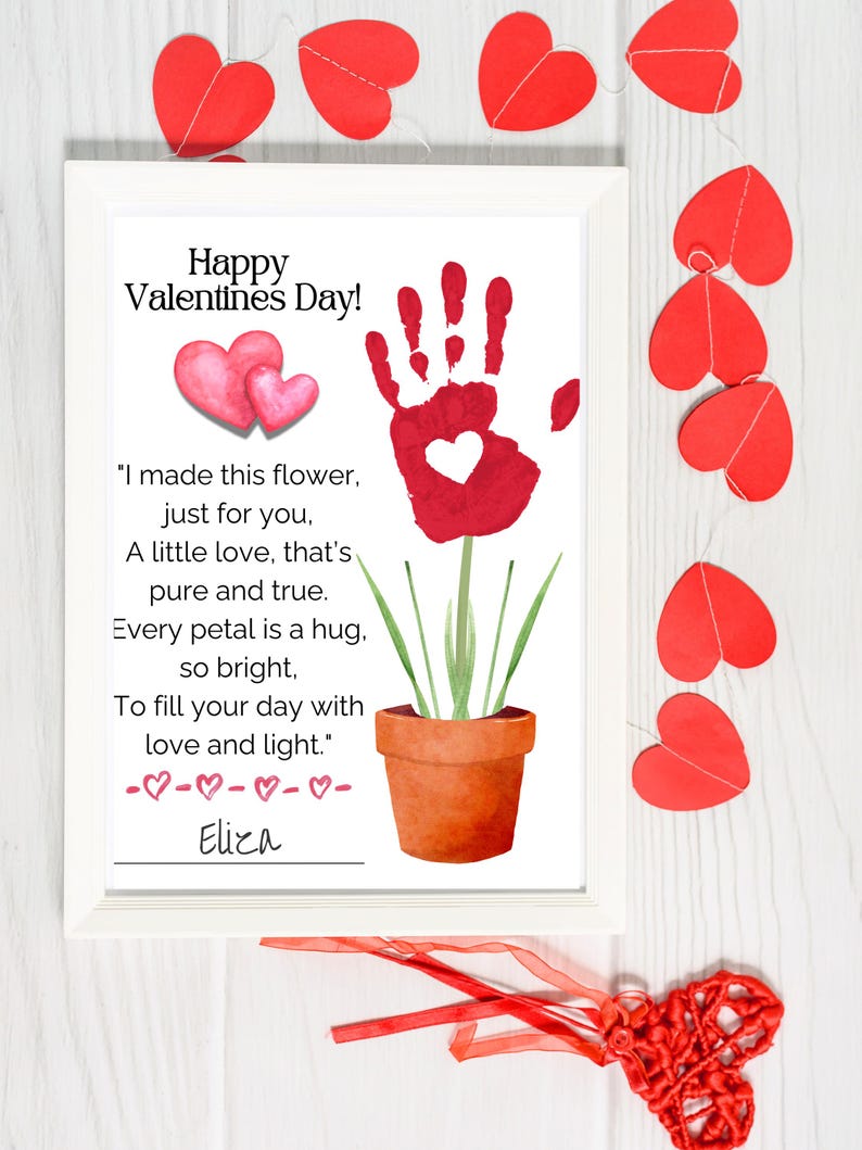 Valentine Handprint Craft With Poem for Kids | Printable Keepsake Gift ...