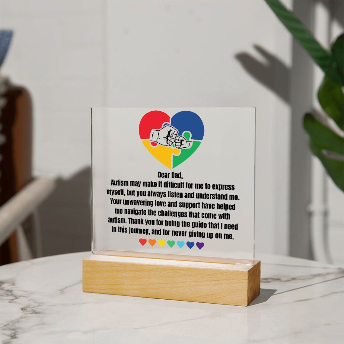Autism Awareness Plaque | Gift for Dad, Acrylic Desk Sign - Etsy