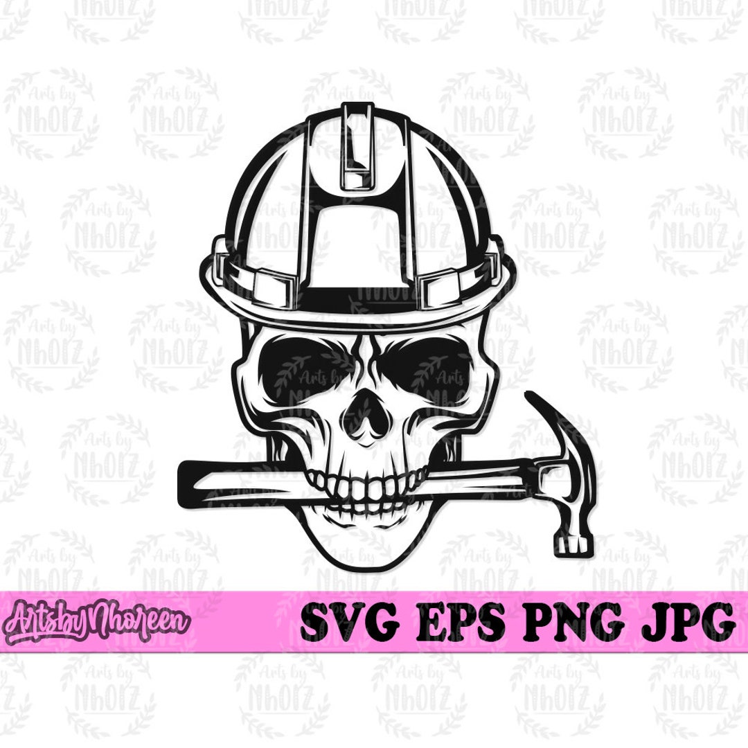 Carpenter Skull Svg, Skeleton Head Biting Hammer Cut File, Carpentry ...