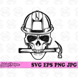 Carpenter Skull Svg, Skeleton Head Biting Hammer Cut File, Carpentry ...