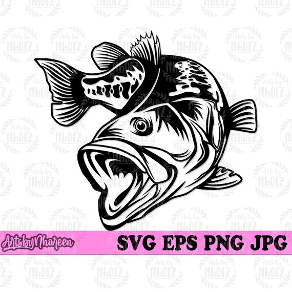 Large Mouth Bass Svg Lake Fishing Stencil Fresh Water Fish | Etsy UK