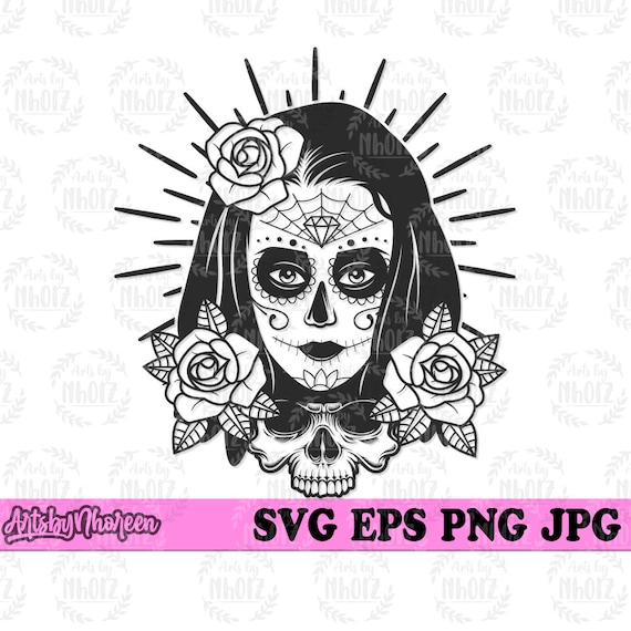 Sugar Skull Svg Floral Skull Clipart Flower Catrina Cut - Etsy