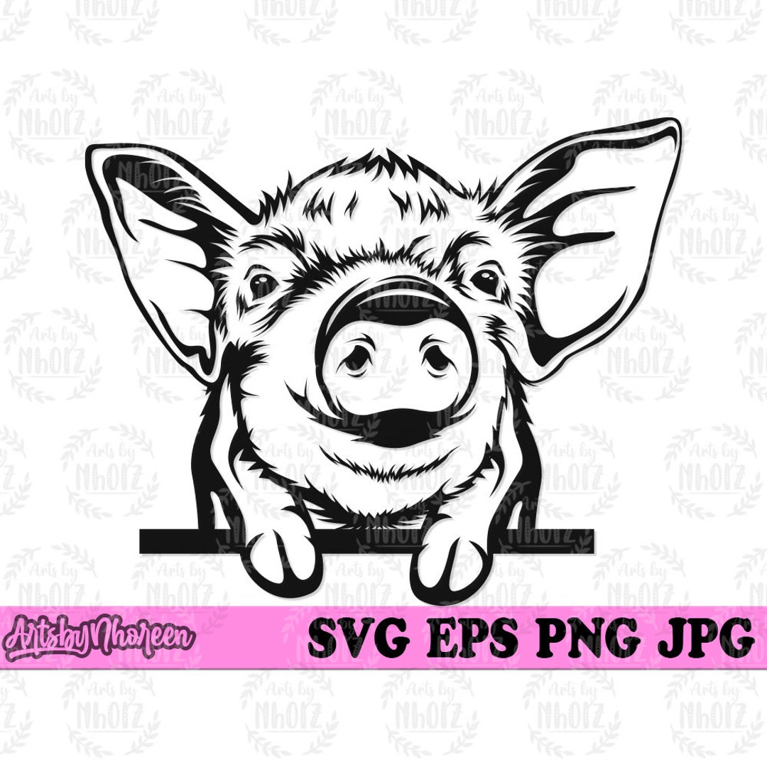 Cute Peeking Pig Svg, Piglet Clipart, Peeking Animal Dxf, Farm Pig Cut ...