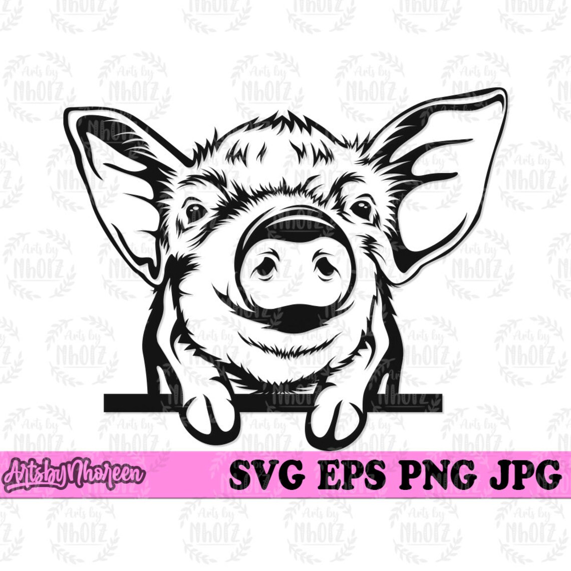 Cute Peeking Pig Svg Piglet Clipart Peeking Animal Dxf Farm - Etsy