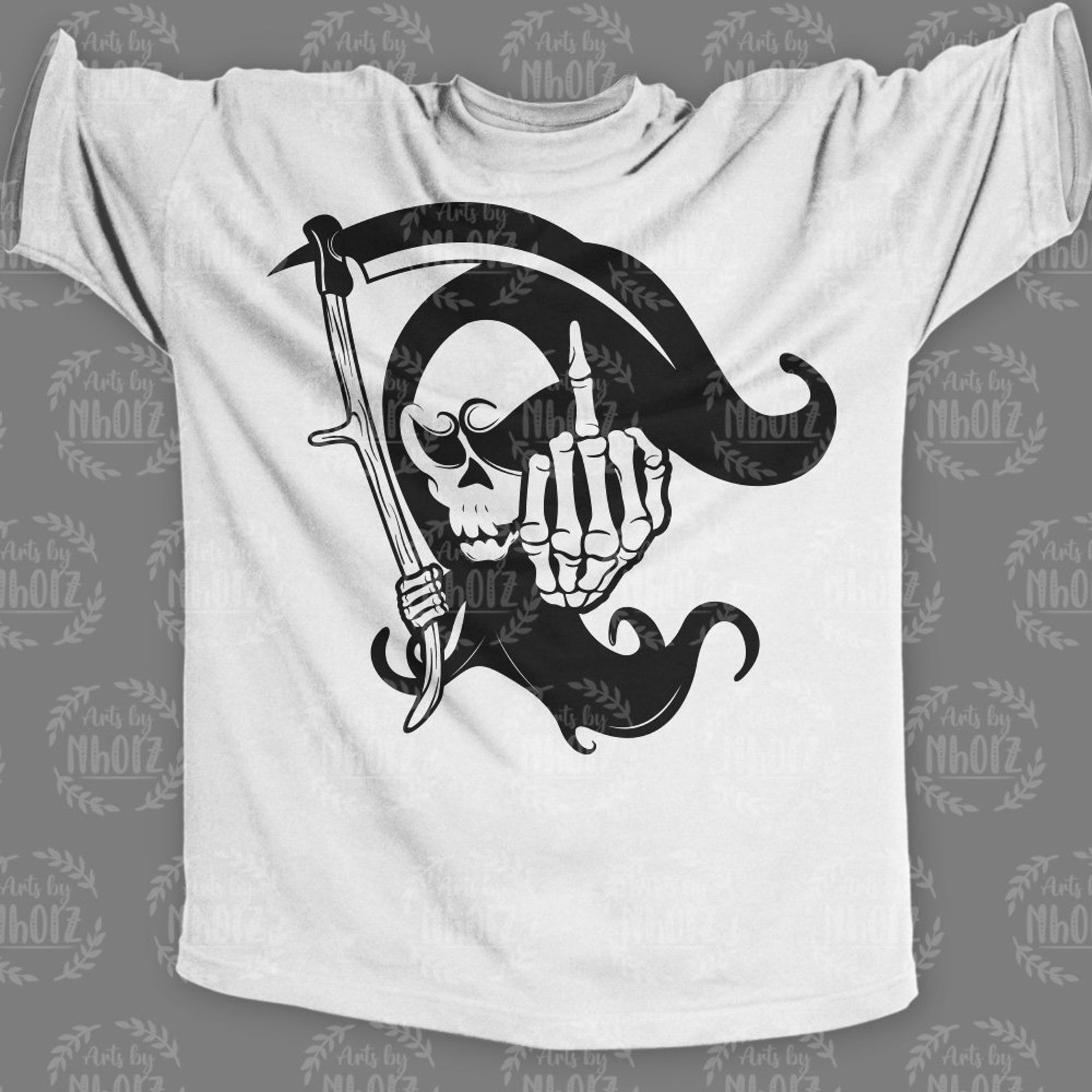 Grim Skull Svg Middle Finger Cut File Grim Reaper Clipart - Etsy