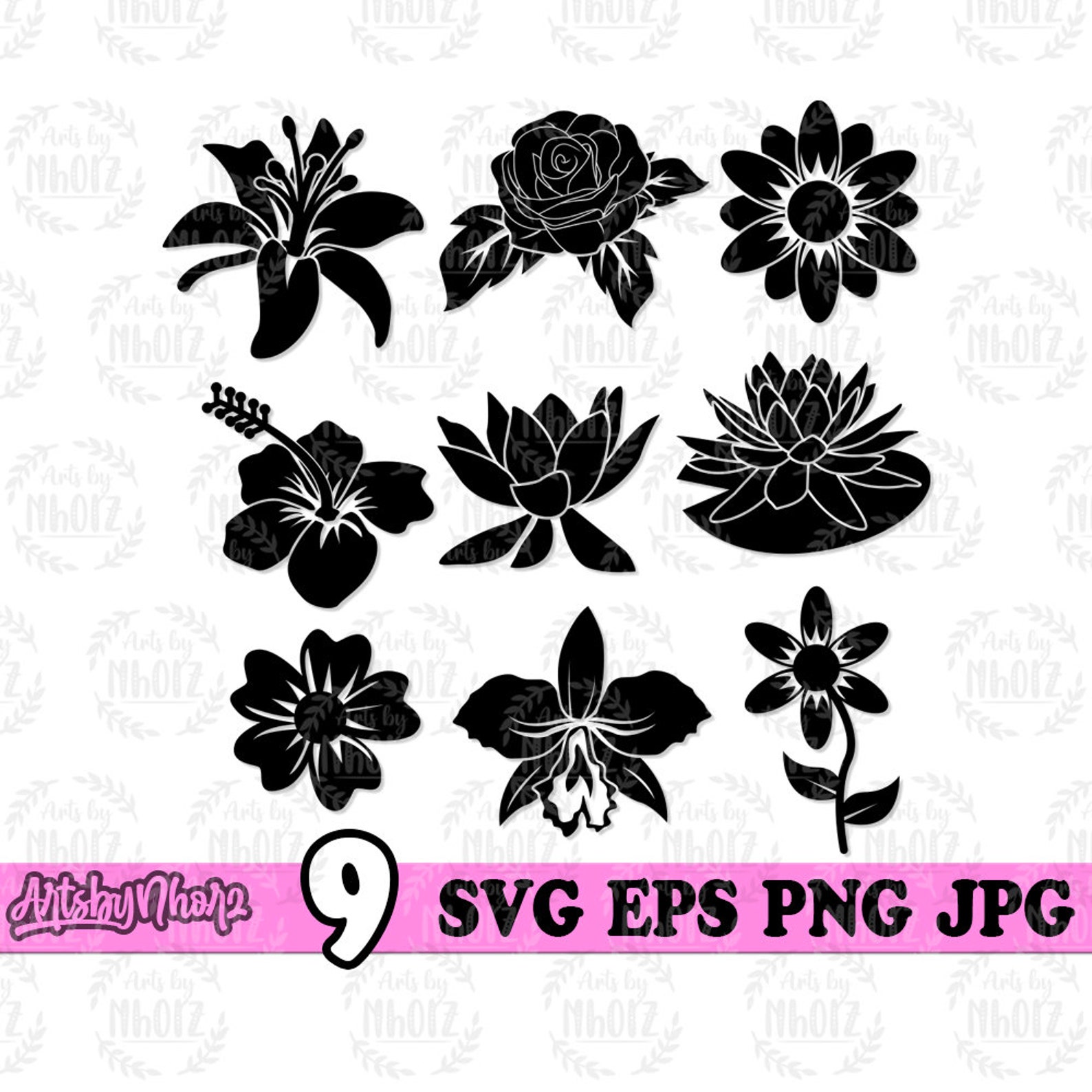 9 Flower SVG Bundle Floral Bundle Svg Wild Flower Svg - Etsy