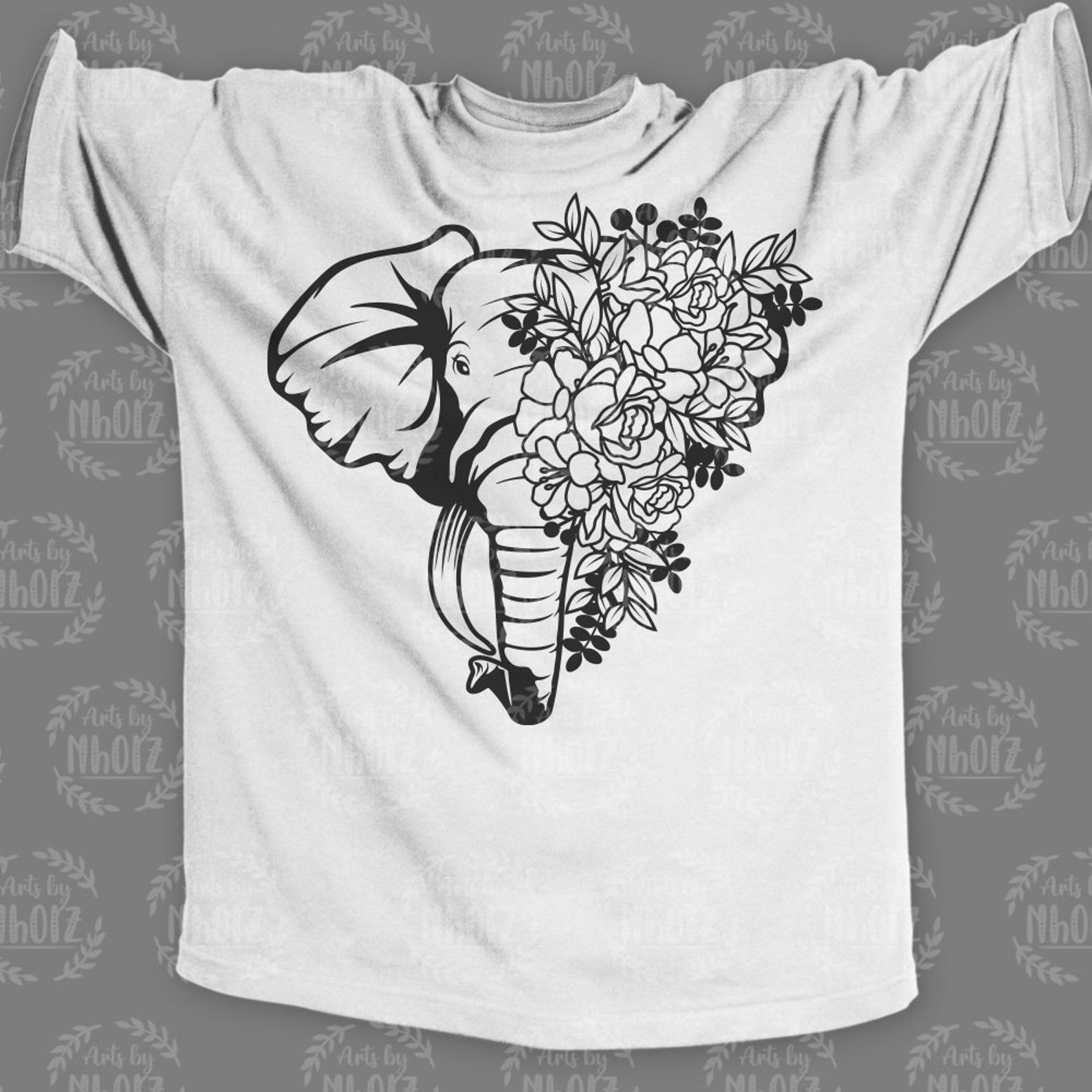 Floral Elephant Svg Flower Animal Clipart Safari Cut File - Etsy