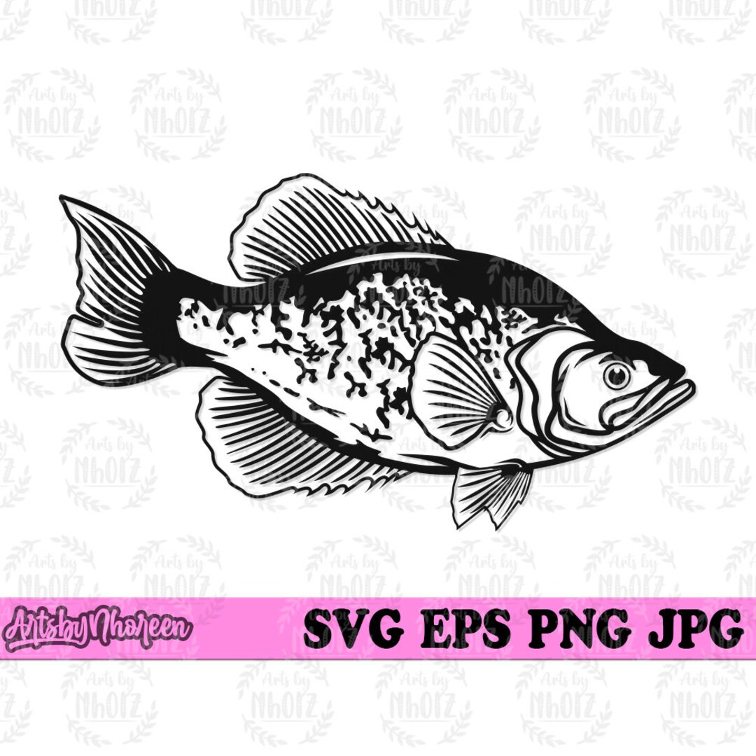 Crappie Fish Svg, Lake Fishing Clipart, Outdoor Camp Food Stencil ...