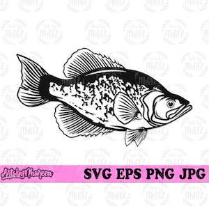 Crappie Fish Svg, Lake Fishing Clipart, Outdoor Camp Food Stencil ...