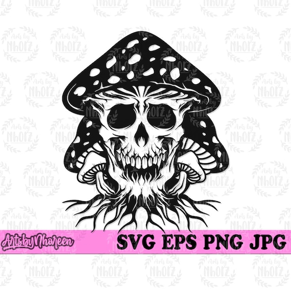 Skull Mushroom Svg Kush Life Clipart Mushroom Stencil Fungi - Etsy