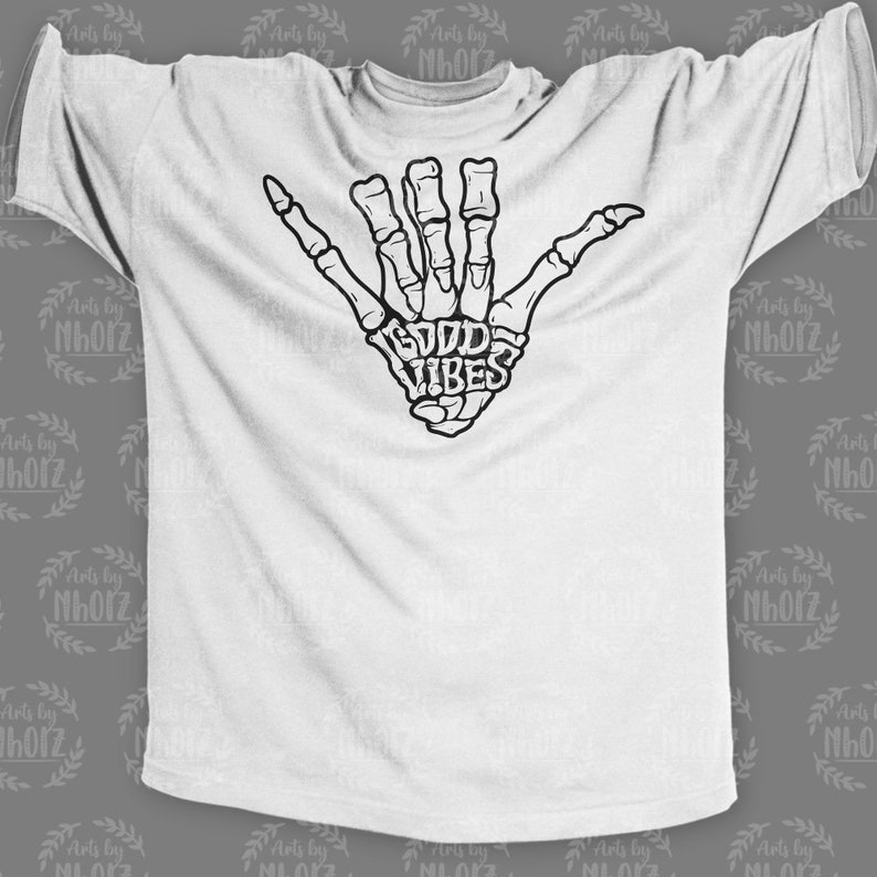Skeleton Hand Good Vibes Svg Skeletal Palm Clipart Shaka - Etsy
